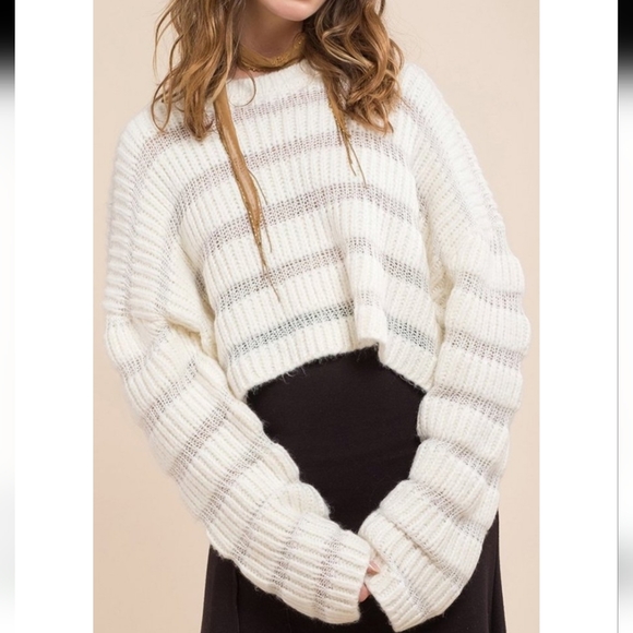 Moon River | Sweaters | Moon River Variation Textured Cropped Sweater ...